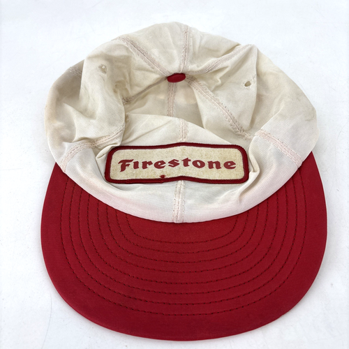 Vtg K Brand Firestone Patch Nylon Hat Snapback Racing Red White | eBay