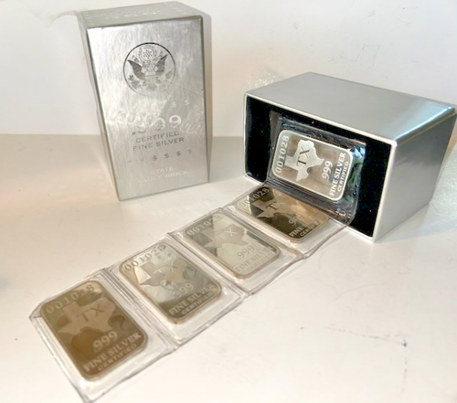 Federated Mint State Vault Brick TX 1 oz .999 Fine Silver 5 Bar Set ...