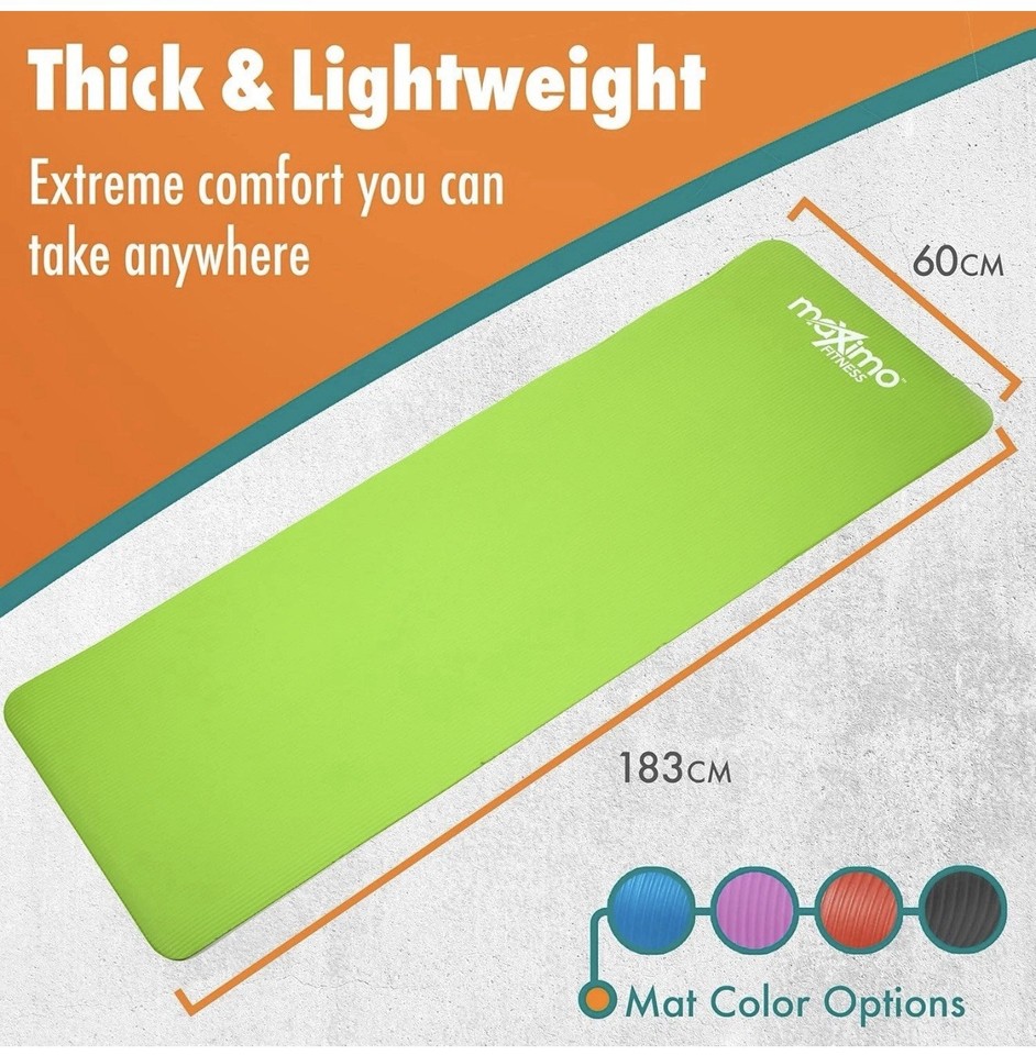 Maximo Yoga Fitness Mat Extra Thick Multipurpose Workout (Meas: 72 x 24 ...