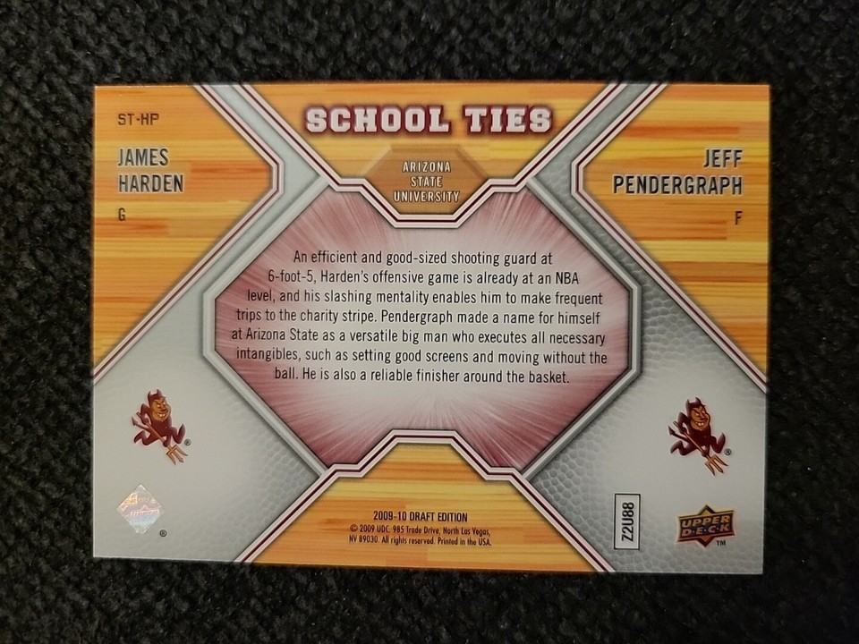 2009-10 Upper Deck Draft Edition School Ties #ST-HP James Harden ...