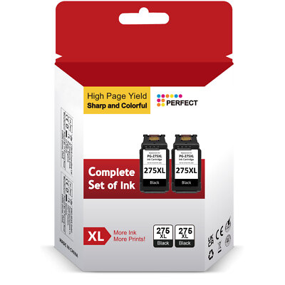 2Pack PG-275XL Black Ink Cartridges for Canon Pixma TS3522 TR4720 ...