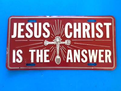 Jesus Christ is the Answer License Plate Religious Holy Cross Booster ...