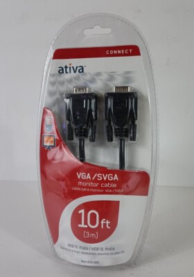 Ativa VGA/SVGA Monitor Cable 10ft HDB15 male / HDB15 male High ...