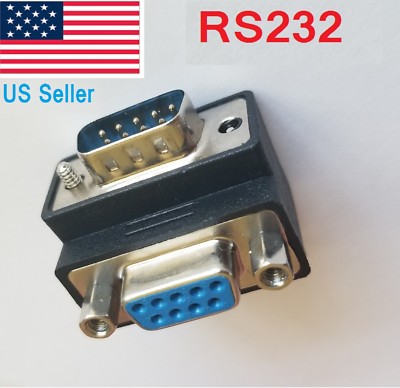 Right Angle 90° DB 9pin DB9 RS232 Male to Female M/F Extension Cable ...