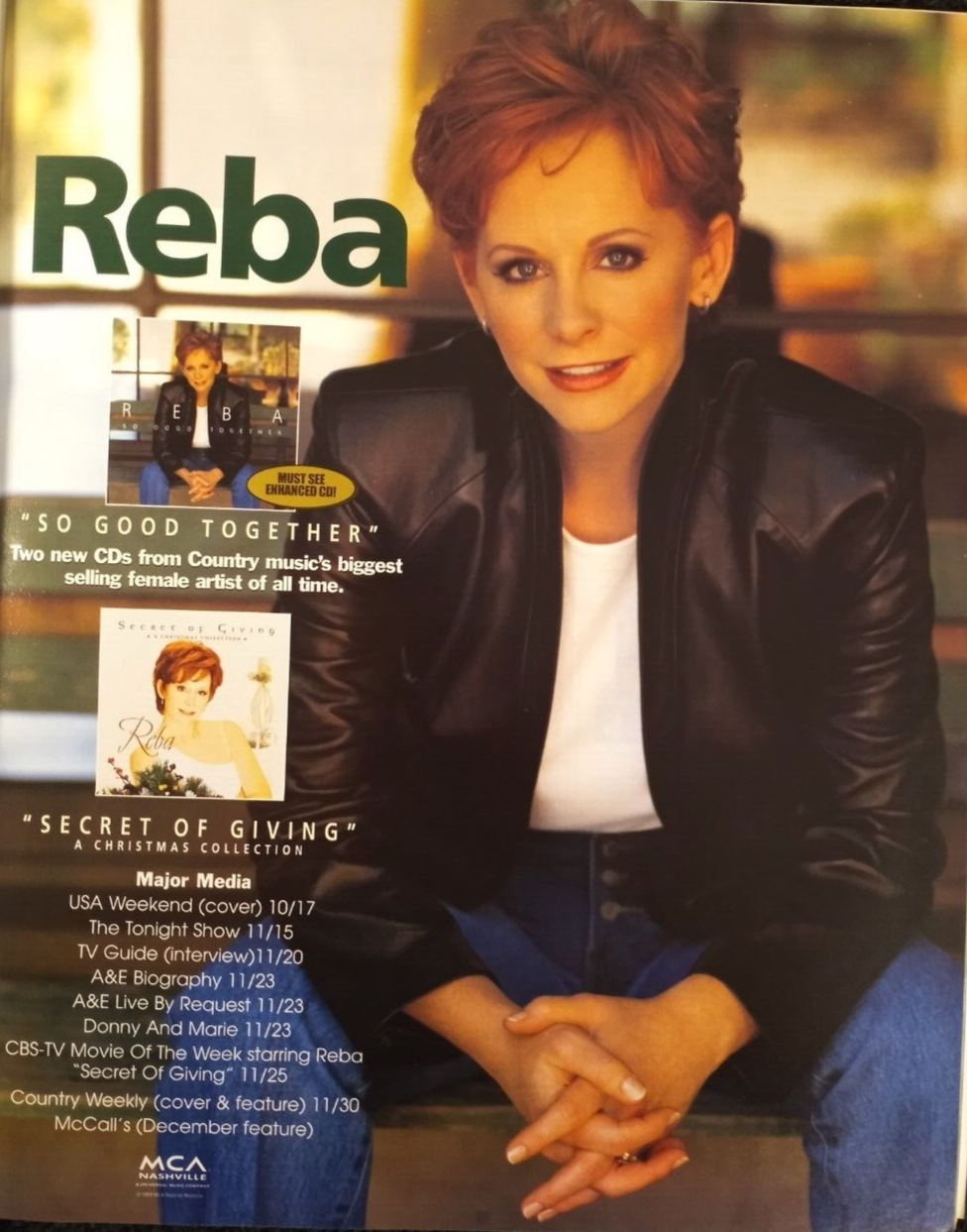 REBA McENTIRE ORIGINAL (UNFRAMED) 1999 magazine PROMO AD | eBay