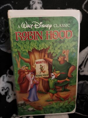 Robin Hood 1973 (VHS, 1992) Walt Disney Clam Shell RARE Black Diamond ...