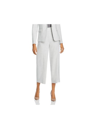 TAILORED Womens Gray Cropped Faux Pockets Unlined Wear To Work Wide Leg ...