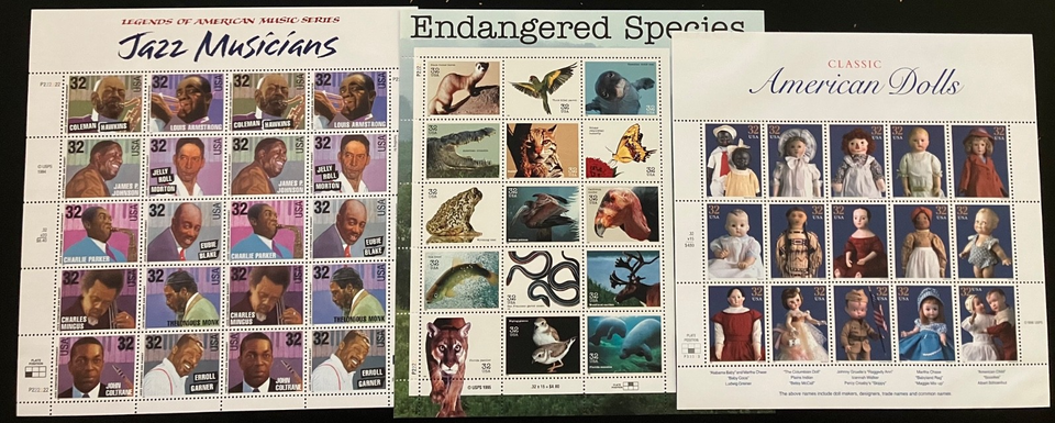 DIFFERENT Mint USPS POSTAGE Plate Blocks/FULL SHEETS~32c STAMPS~UNUSED ...