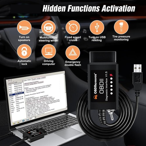 For Ford 1996-2025 OBD2 Code Reader ELM327 V1.5 USB Modified Scanner HS ...