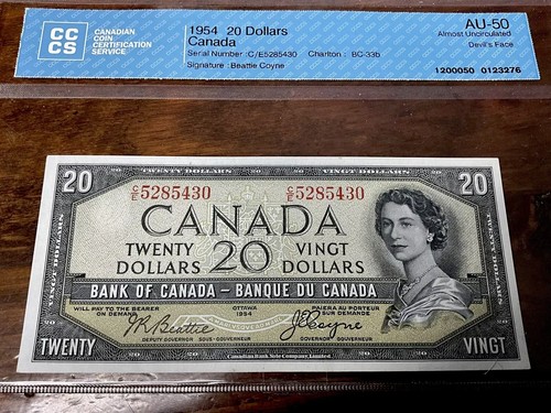 1954 CANADA DEVILS FACE. 20 DOLLAR BILL AU 50 NICE EXAMPLE | eBay