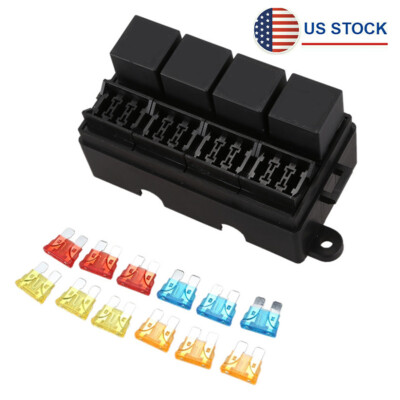 12 Way Blade Fuse Holder Box w/4Pin 12V 40A Relays For Car Truck ...