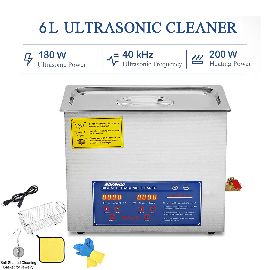 Stainless Steel Cleaning Machine 6L Ultrasonic Cleaner w/ Digital ...