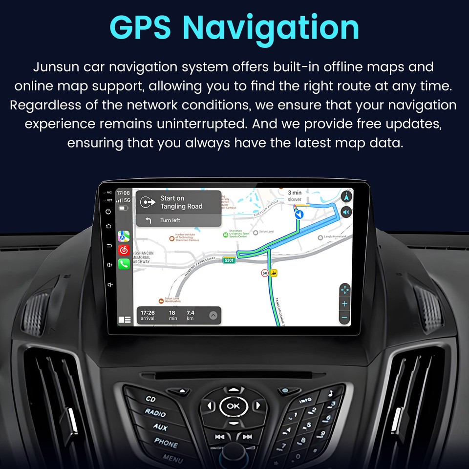 For Ford Escape Kuga II 2013-2017 Carplay Android13 Car Radio GPS SAT ...