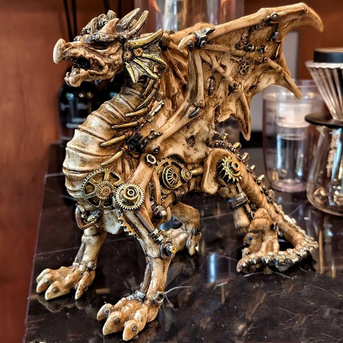 Huge Mechanical Dragon Statue Steampunk Fighting Dragon Gold Sculpture ...
