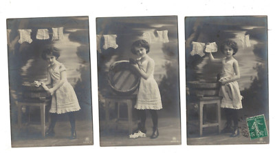 SB4126 SET OF 6 VICTORIAN LITTLE GIRL WASHES HER CLOTHES BY HAND ...
