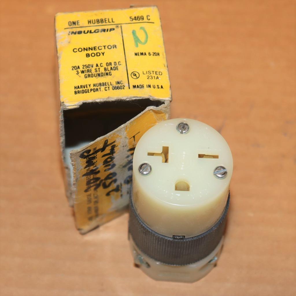 One HUBBELL Insulgrip HBL5469C Female Plug 3 Wire 20A 250V Vari-Size ...