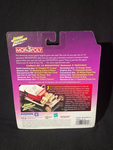 Johnny Lightning Monopoly Advance to Go Satellite Funny Car 1:64 Scale ...