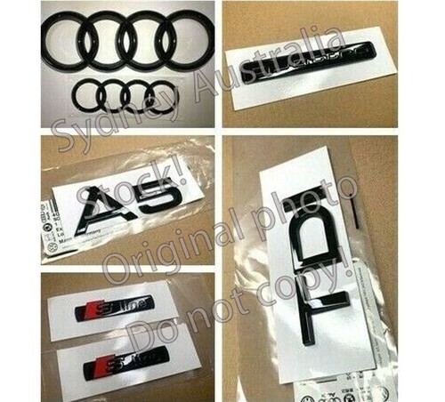OEM Front + Rear Gloss Black Badges Set for AUDI A5 TDI Sline Hatch ...