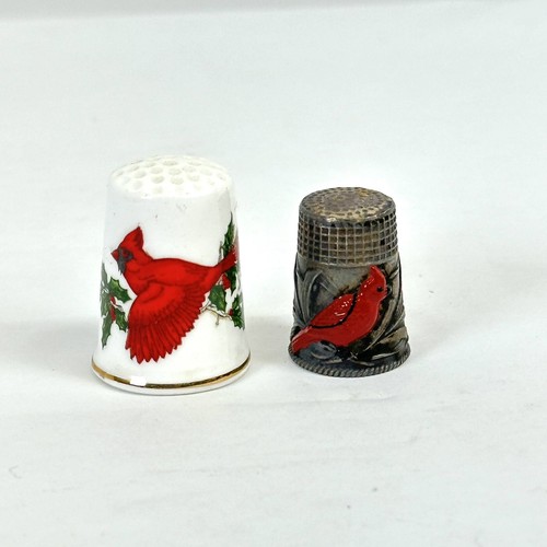 Vintage Thimble - Painted Cardinal on metal Cardinal On Porcelain | eBay
