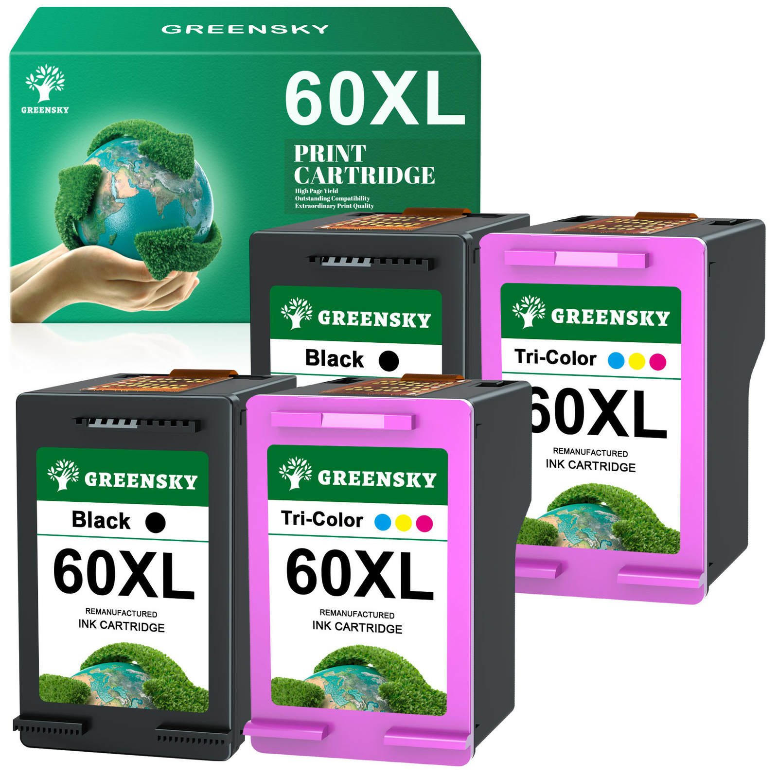 4PACK Black Color 60XL Ink Compatible For HP PhotoSmart C4600 C4610 ...