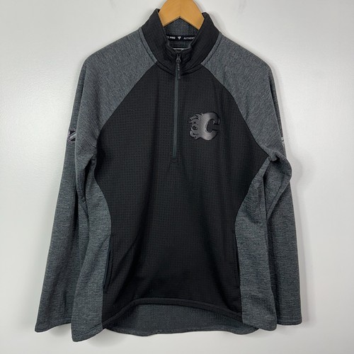 Calgary Flames NHL Authentic Pro Fanatics Half Zip Pullover Sweater ...