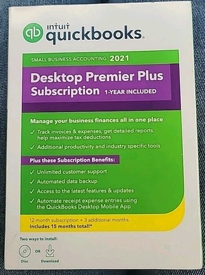 Intuit QuickBooks Desktop Premier Plus Subscription 2021 Accounting ...