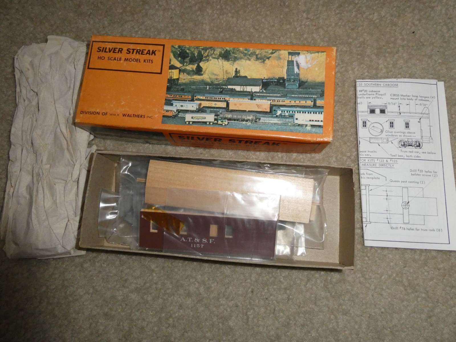 Vintage HO Scale Silver Streak Wood SF Caboose Car Kit Less Trucks 929 ...