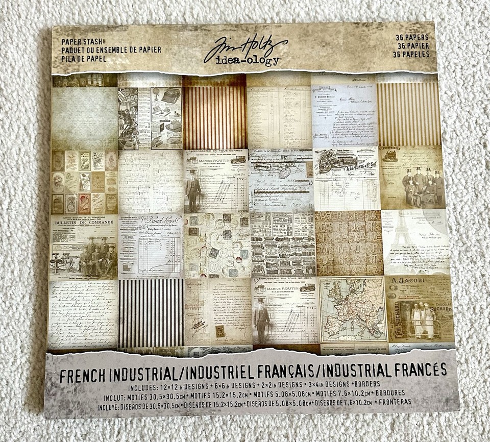 Tim Holtz Idea-Ology French Industrial Paper Stash 12x12 HTF New Sealed ...