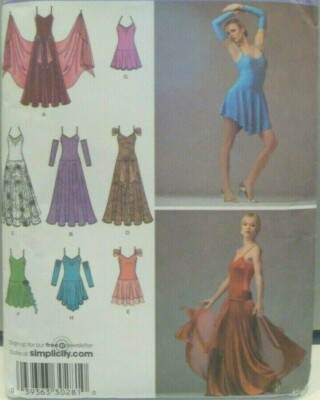 SEWING PATTERN Simplicity 3912 JAZZ BALLROOM TANGO COMPETITION DANCE sz ...