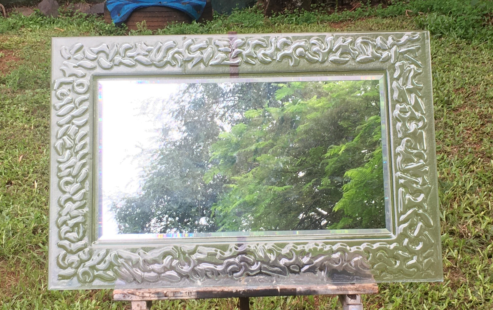 Frosted Glass Patterned Wall Mirror | eBay