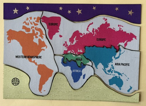 Map of WAGGGS Regions on a badge Girlguiding, Girl Guides | eBay UK