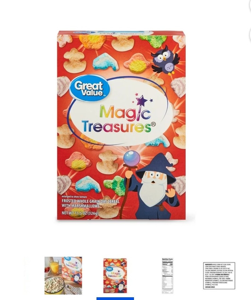 Great Value Magic Treasures Whole Grain Oat with Marshmallow Cereal, 11 ...