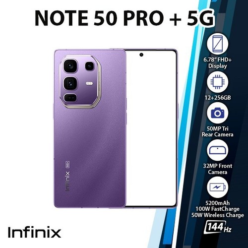 Infinix Note 50 Pro+ Plus 5G Android Cell Phone (PURPLE/12GB+256GB/Dual ...
