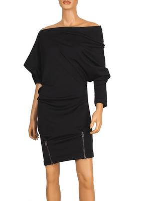 NEW TOM FORD BLACK SEXY ZIPPER DETAILS OFF THE SHOULER CURRENT SHEATH ...