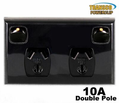 10A DOUBLE POLE DPGO Power Point Outlet Socket With Extra Safe Power ...