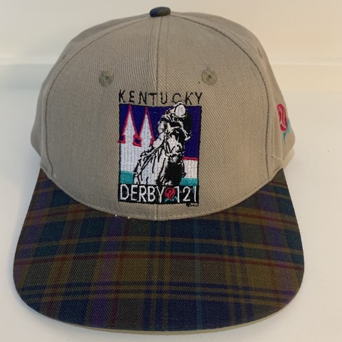 121st Kentucky Derby 1995 Baseball Hat Cap Khaki with Plaid Bill ...