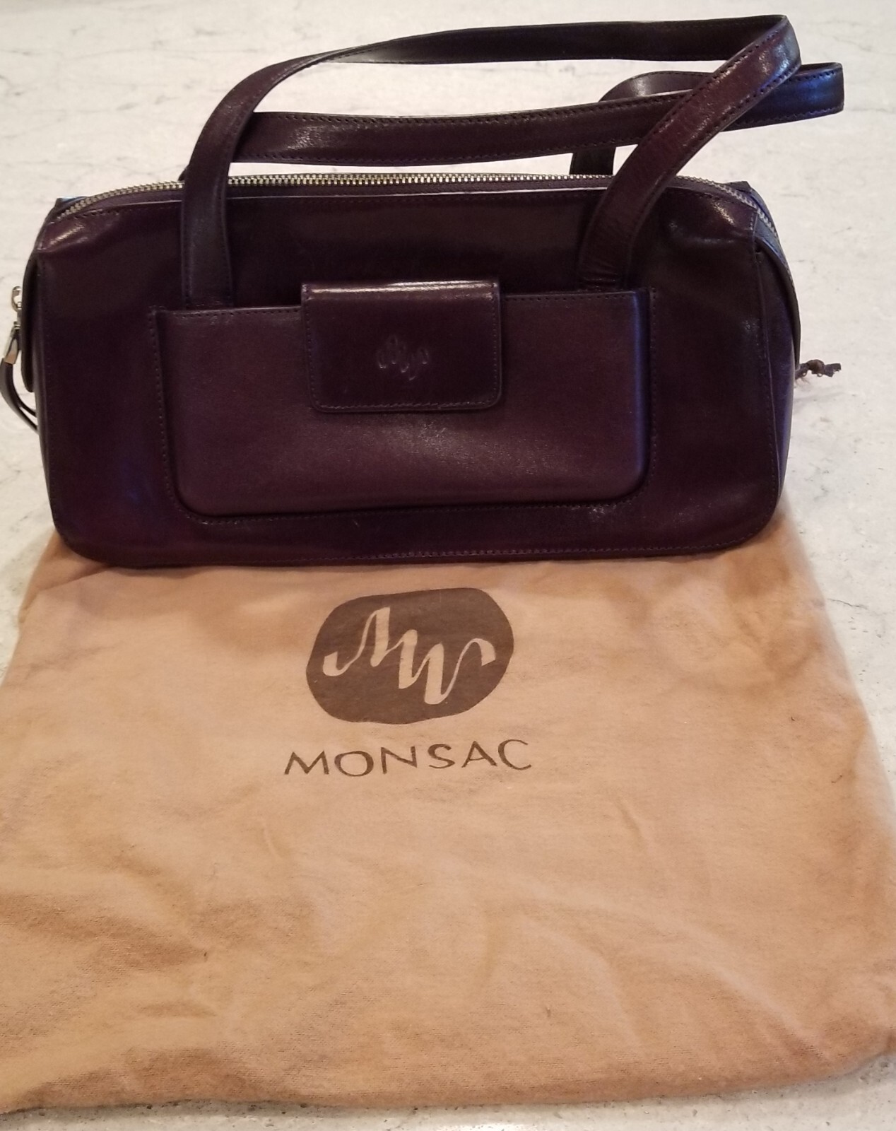 Monsac Original Purple Violet Leather Shoulder Handba… - Gem