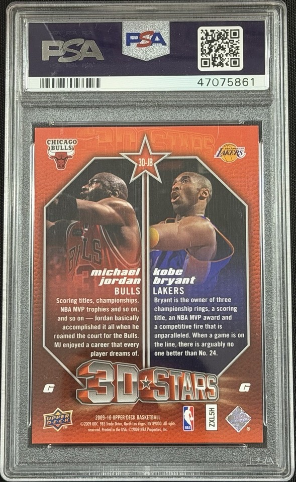 KOBE BRYANT / MICHAEL JORDAN 2009 Upper Deck 3D NBA STARS #3D-JB MINT ...