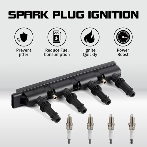 OEM Ignition Coil & 4 Spark Plug Fit Buick Cadillac Chevy Cruze Sonic ...