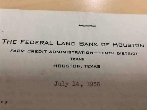 Letters & Receipts Federal Land Bank of Houston & ALTO National Farm ...