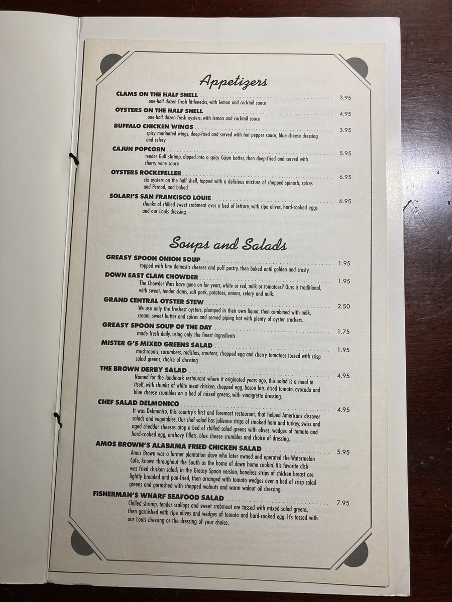 Greasy Spoon Menu