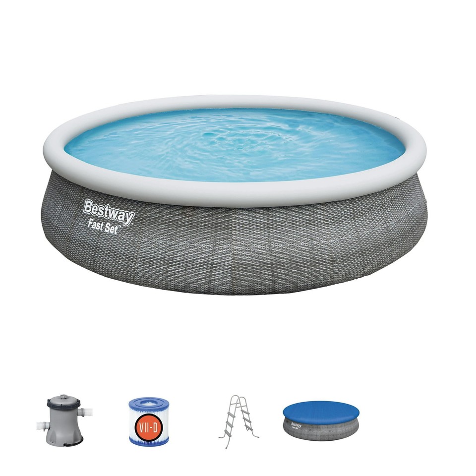 Bestway - Fast Set 15 Foot Round Inflatable Pool Set Swimming | eBay