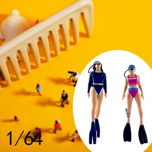 2 Pieces 1/64 Mermaid Diving Figures Mini Human Figurines Realistic ...