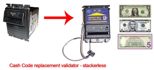 Validator to replace Cashcode 12vdc bill acceptor $1- $5 stackerless - Cash Code | eBay