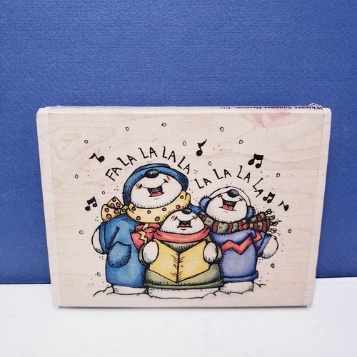Whipper Snapper Designs CAROLING SNOWMEN Wood Mounted Rubber Stamp | eBay