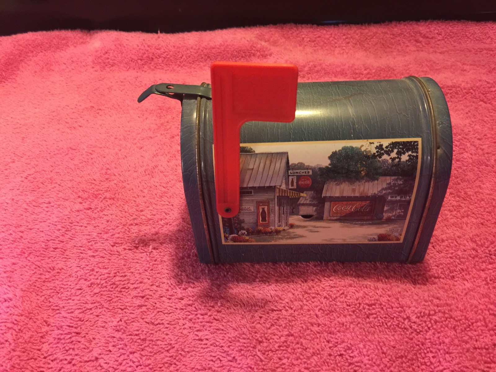 Vintage coca cola mailbox tin 1999 Art work by Jim Harrison 6 1/2"x 31/ ...