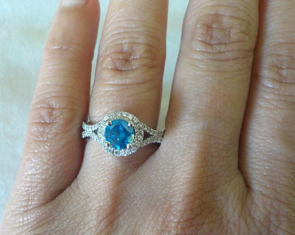 Dazzling 14K White Gold 0.76ct Blue Solitaire Diamond Ring- 4.56 gm, 6.5, 1.11ct | eBay