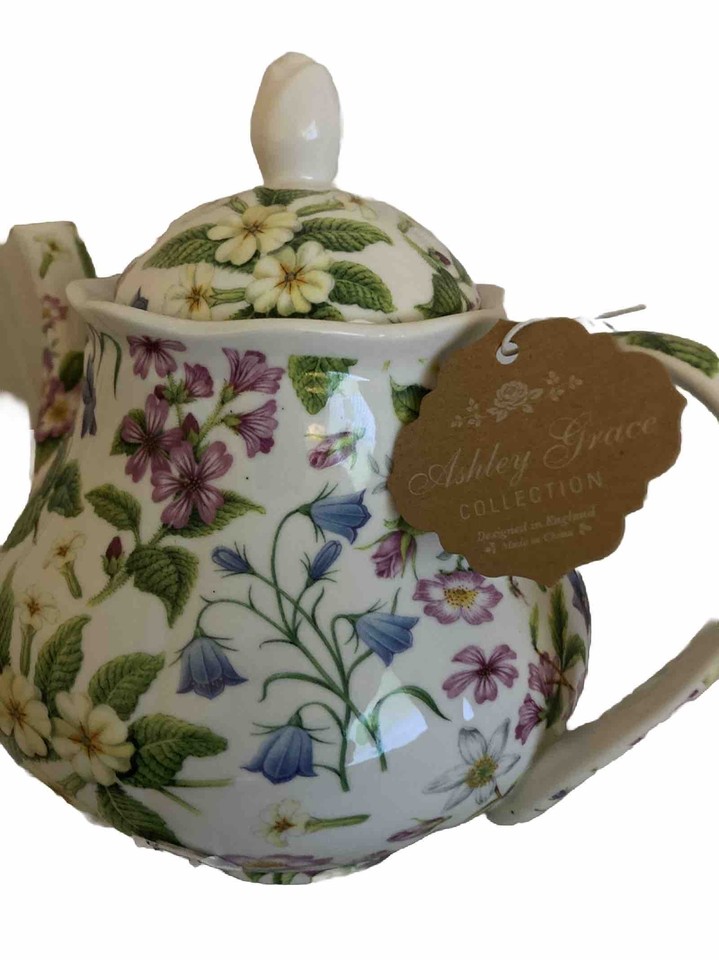 Kent Pottery Ashley Grace Collection Pink & White Floral Teapot White ...