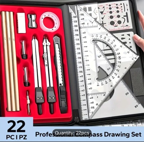 22 piece drafting set in zipper case NEW Shipping Included | eBay