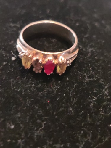 10K Gold Multi Gemstone Ring Size 7 Vintage Missing Stone See Pictures ...